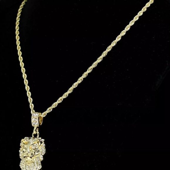 Accessories | 14k Gold Plated Iced Out Lion Head 2 Rope Chain | Poshmark